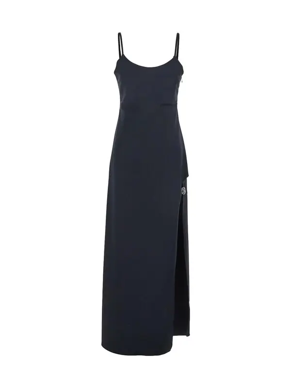 Coperni Long Dress With Side Logo Plaque - Multicolor
