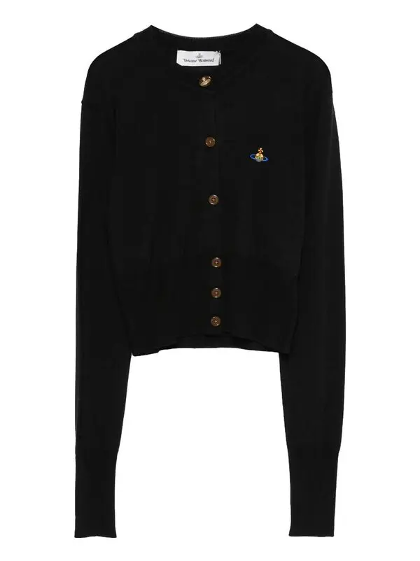 VIVIENNE WESTWOOD Silk And Merino Wool Cardigan - Black