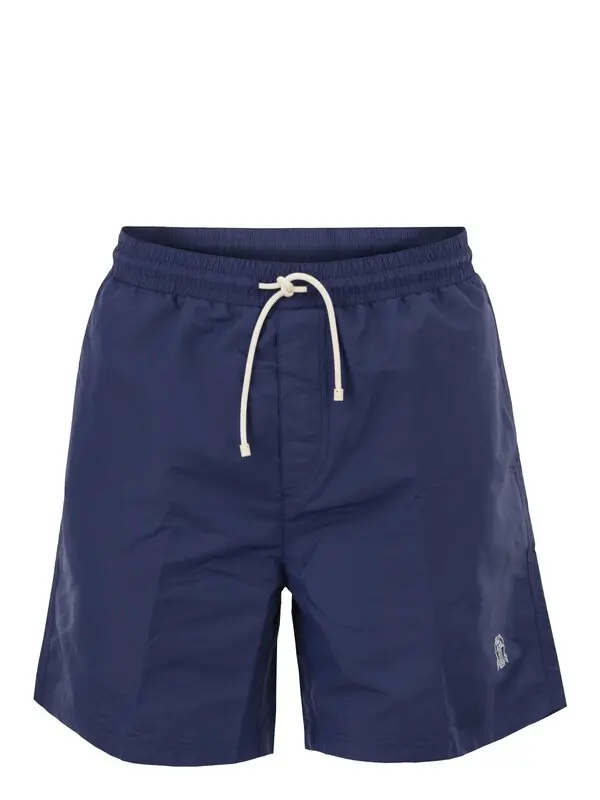 Brunello Cucinelli Swimming Costume With Elastic Waistband And Drawstring - Multicolor