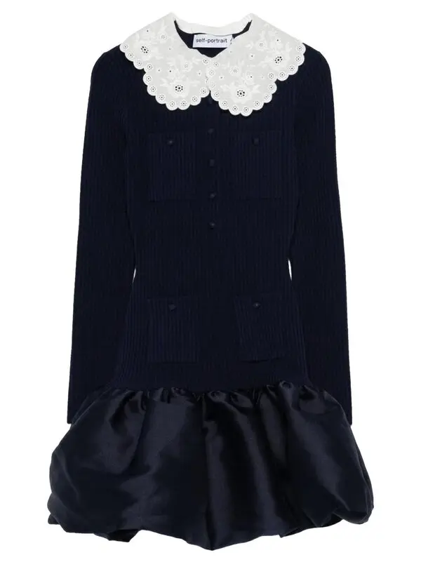 SELF-PORTRAIT Scalloped Collar Dress - Multicolor