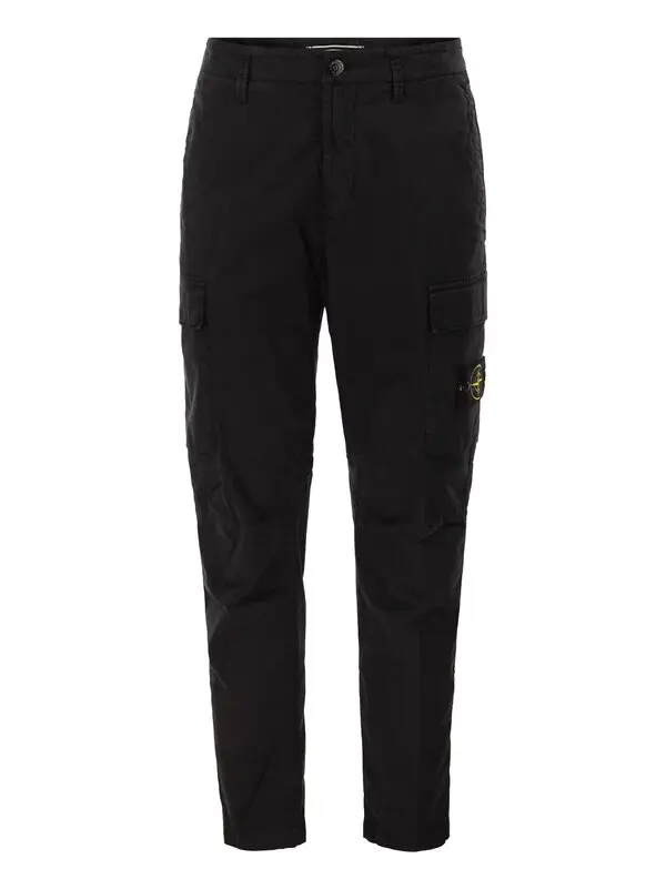 Stone Island Regular Tapered Fit Cargo Trousers - Black