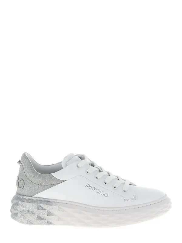 JIMMY CHOO Diamond Maxi F Ii Nappa Leather Sneakers With Dégradé Glitter - Silver