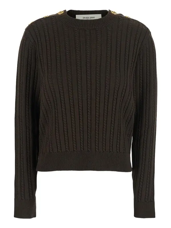 GOLDEN GOOSE Crewneck Wool Sweater With Button Detail - Multicolor