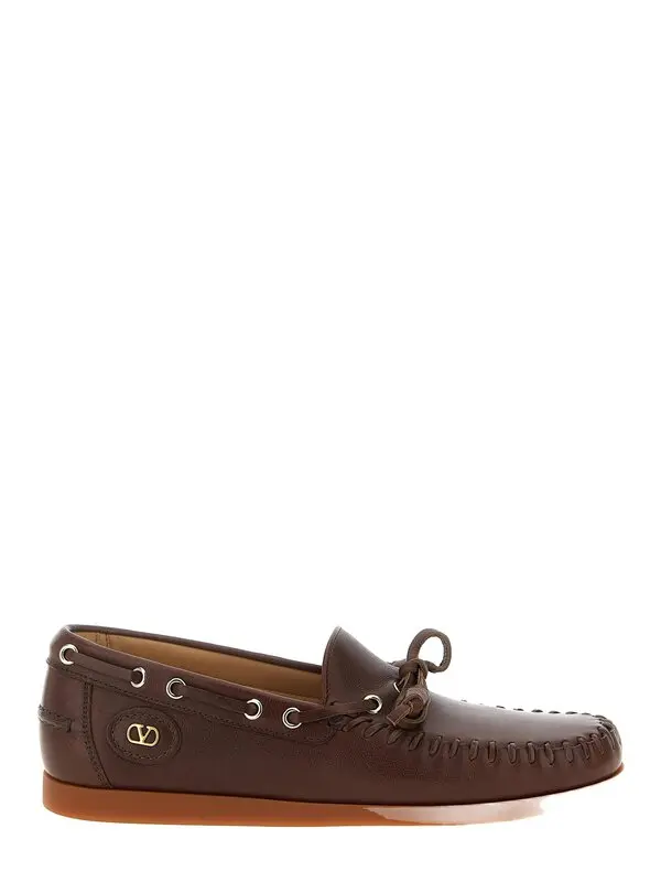 Valentino Garavani Palm Avenue Buffalo Leather Boat Shoe - Brown
