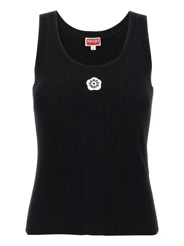 Kenzo Ribbed Viscose Top - Black