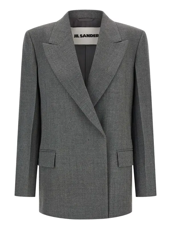 JIL SANDER Double-breasted Wool Blazer - Gray