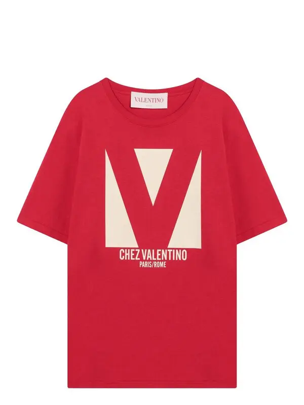 Valentino Garavani T-shirt With Chez Print - Red