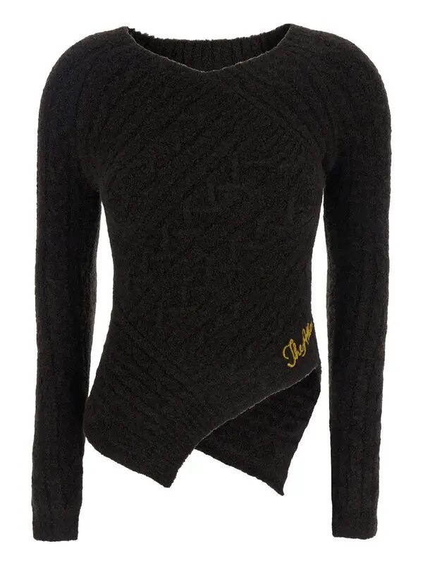 Attico Wool Sweater With Asymmetrical Design And Logo Lettering - Multicolor