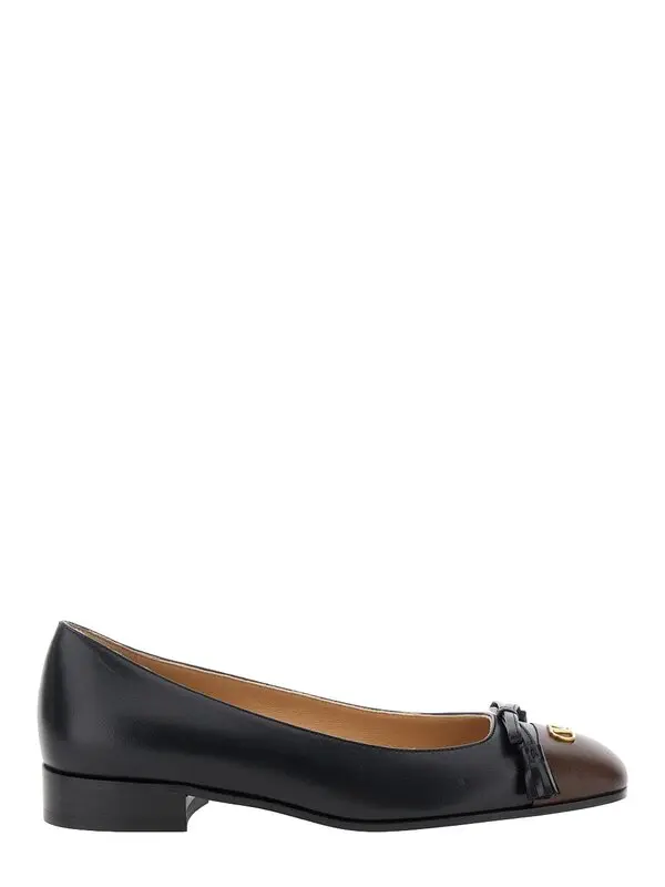Valentino Garavani Leather Ballet Flats With Vlogo Plaque - Multicolor