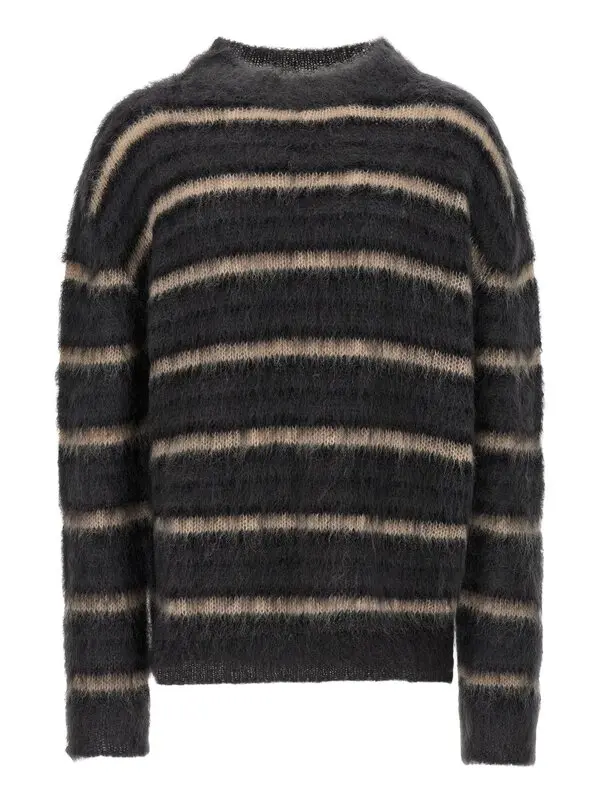 Marni Brushed Mohair Striped Sweater - Gray