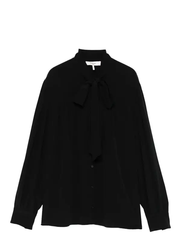 Chloé Black Silk Blouse With Pussy Bow Collar - Multicolor