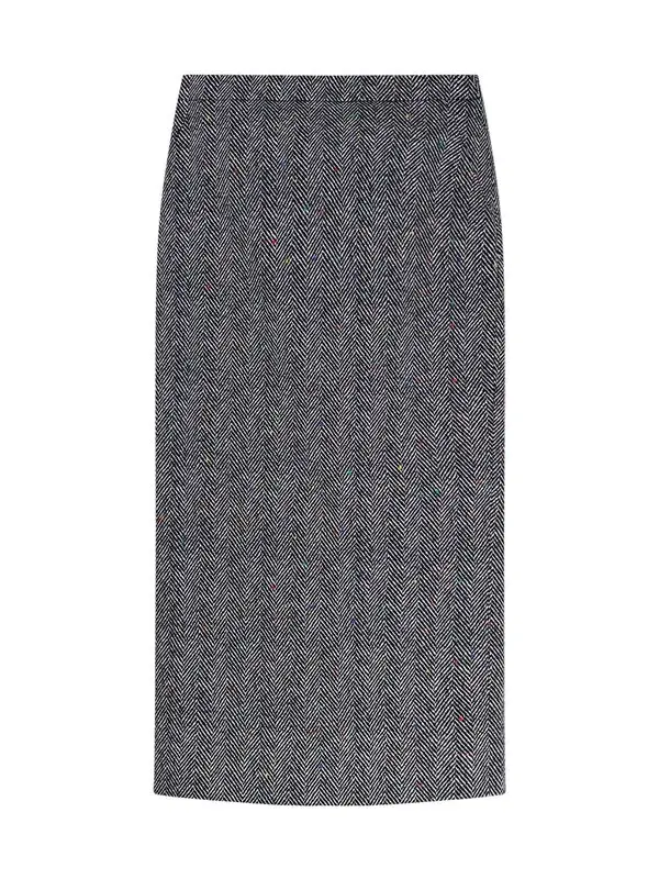 Givenchy Herringbone Motif Cotton Midi Skirt - Multicolor