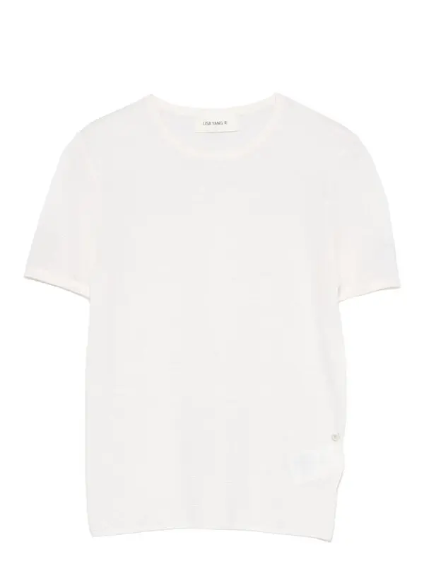 LISA YANG Ribbed Trim Cashmere T-shirt - Multicolor