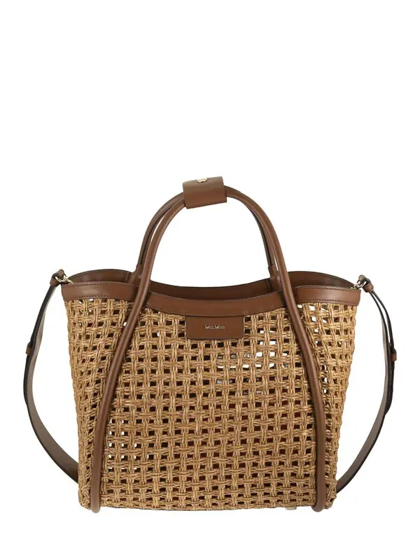 Max Mara Marine Woven Natural Fibre Bag - Cream