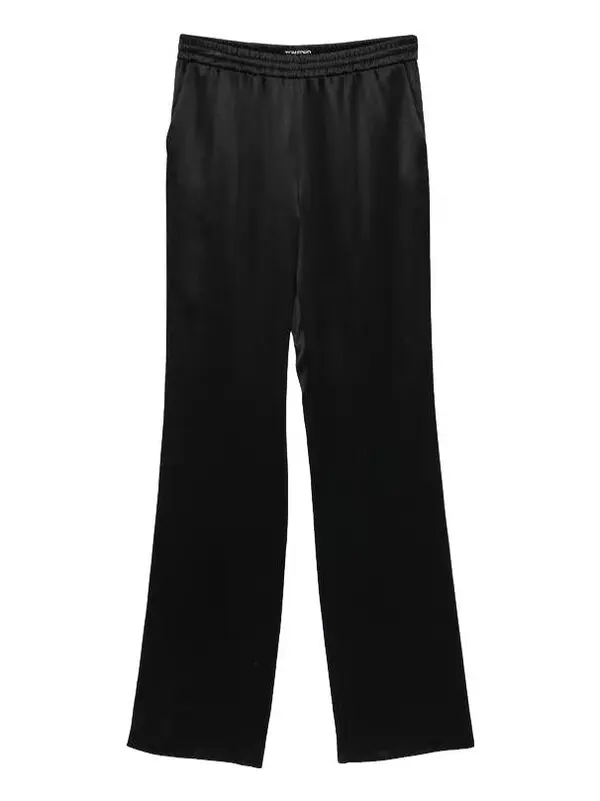 TOM FORD Silk Wide Leg Track Pants - Black