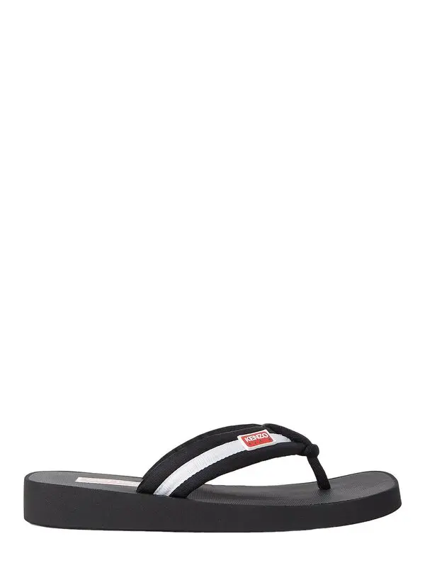 Kenzo Logo Patch Flip Flops - Black