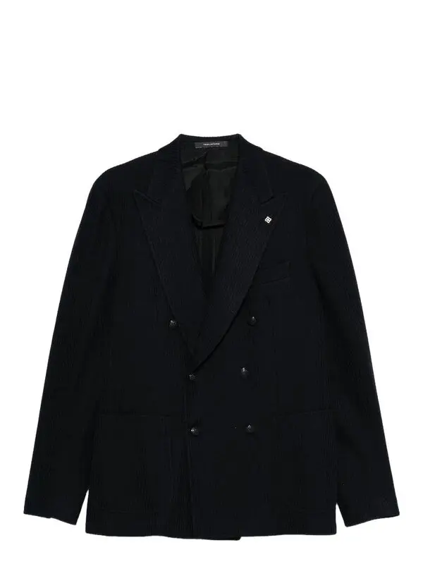 Tagliatore Double-breasted Pinstripe Jacket - Blue
