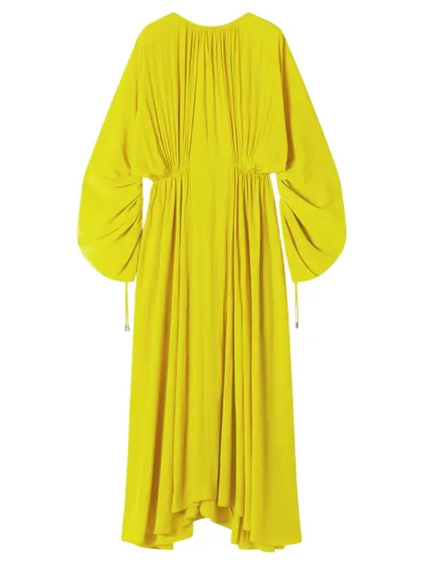 LANVIN Crew-neck Midi Dress With Draped Detail - Multicolor