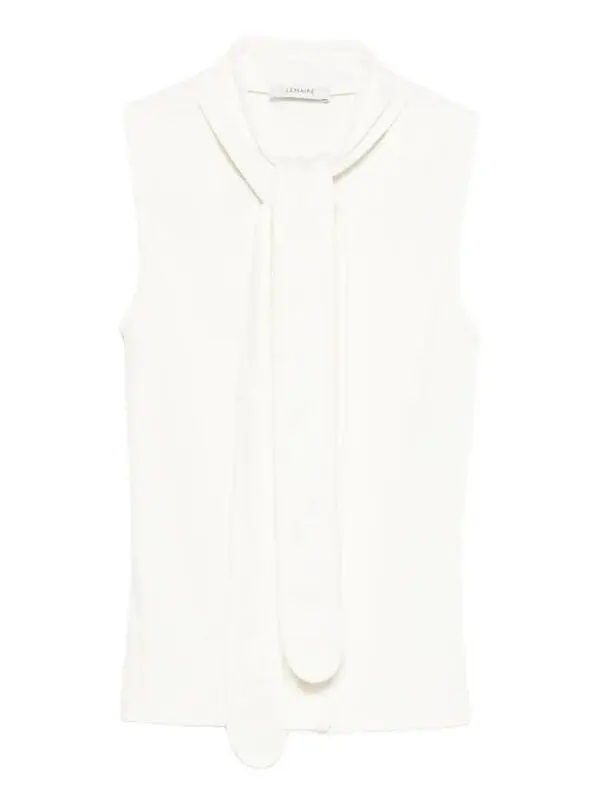 LEMAIRE White Tie Detail Sleeveless Fitted Top - Cream