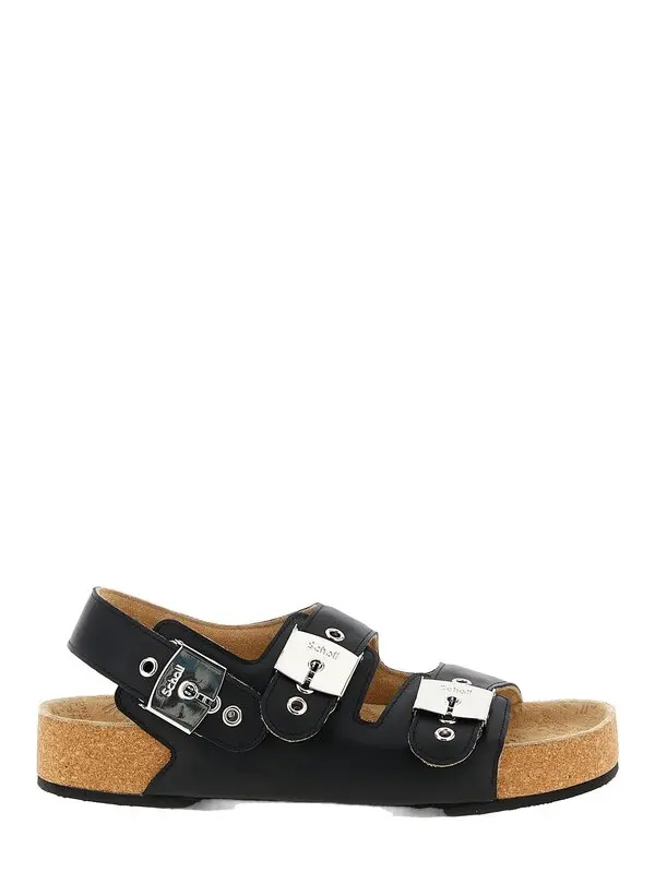 Balenciaga X Scholl Leather Buckled Sandals - Black