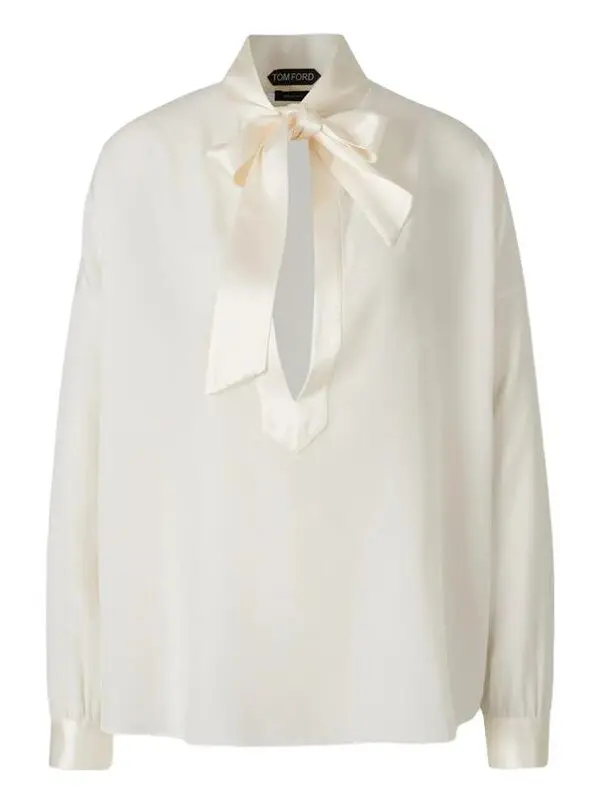 TOM FORD Silk Bow Detail Blouse - White