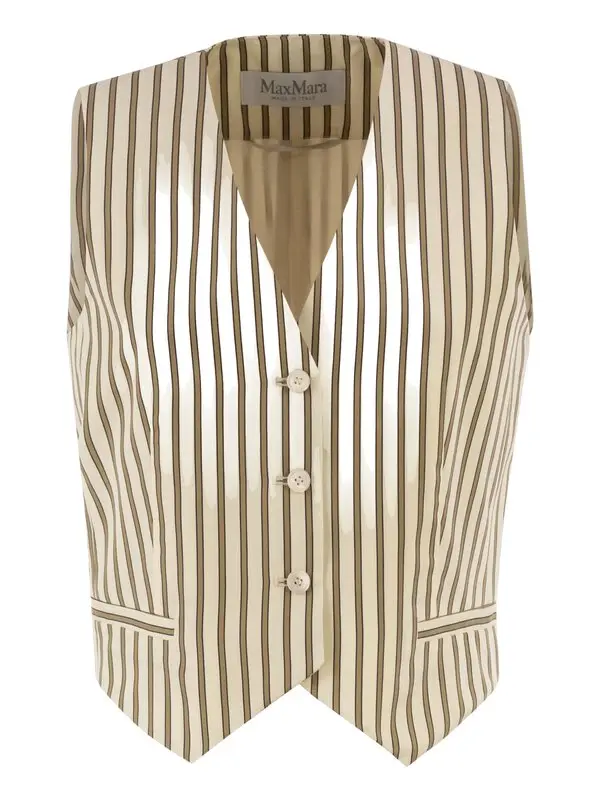 Max Mara Striped Cotton And Silk Pinstripe Waistcoat - Cream
