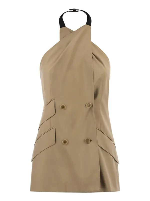 Max Mara Sleeveless Jacket In Wool And Silk Poplin - Brown