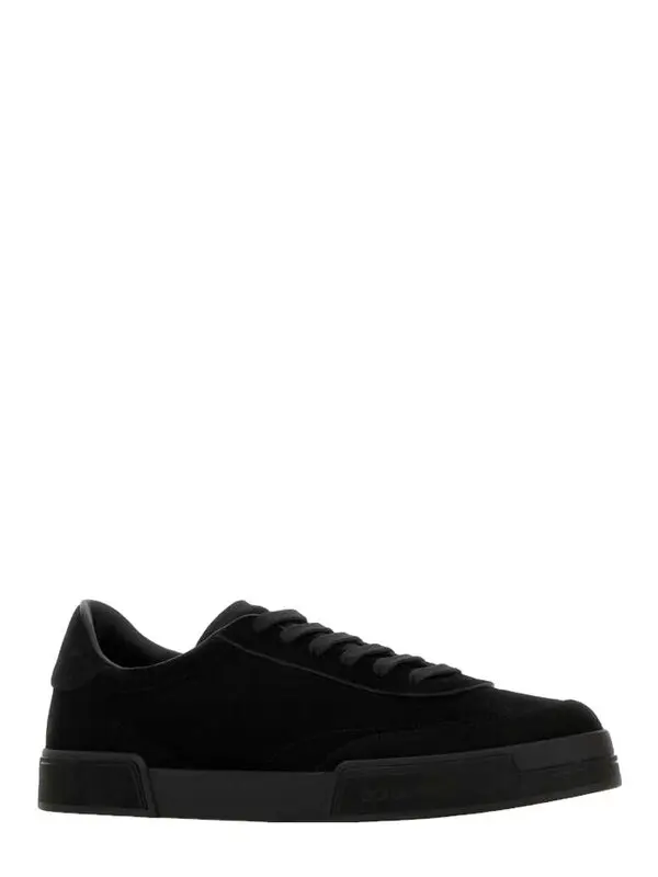 Dolce & Gabbana Calf Leather Round Toe Flat Sole Trainers - Black