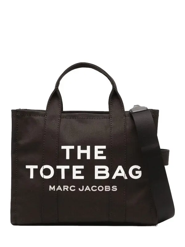 Marc Jacobs The Medium Tote Contrast Logo Print Tote Bag - Black