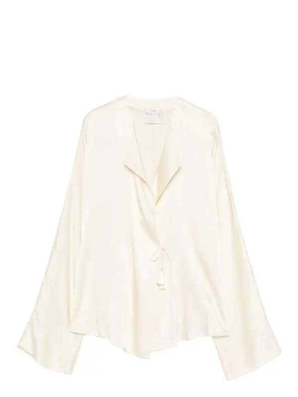 FORTE_FORTE Silk Satin Shirt Ivory - Multicolor