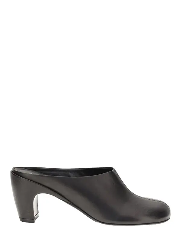 Dries Van Noten Leather Mules With Slanted Heel - Black
