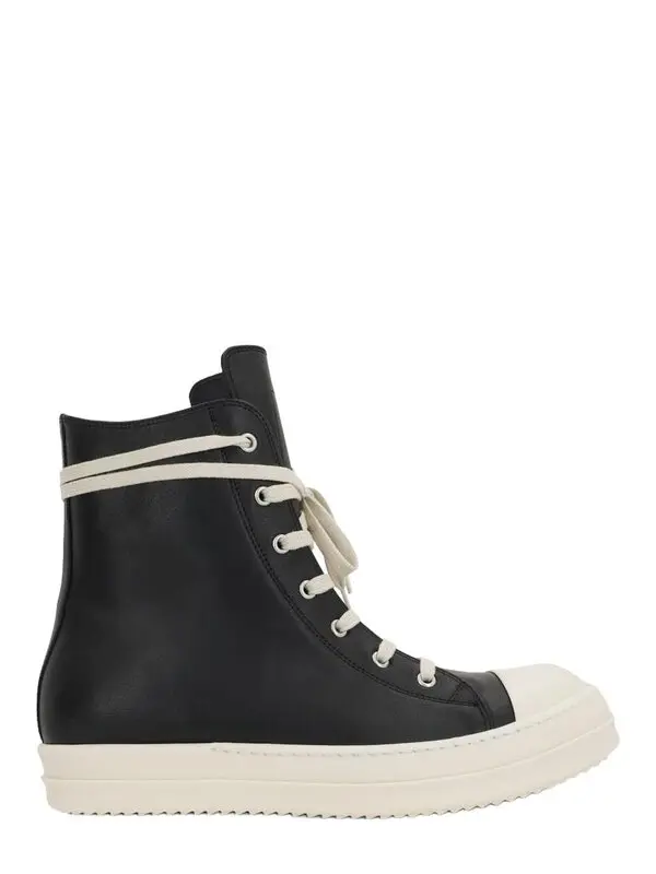 Rick Owens High Top Lace Up Zip Up Trainers - Black