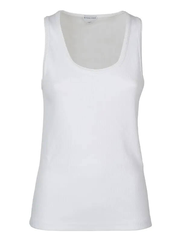 Bottega Veneta Ribbed Cotton Tank Top - White