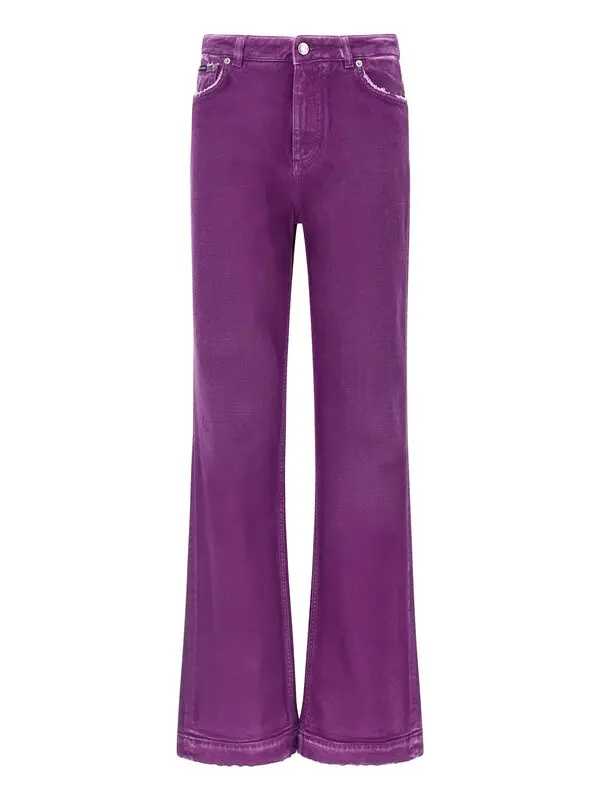 Dolce & Gabbana High-waist Straight Leg Denim Pants - Purple