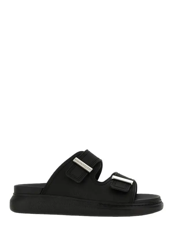Alexander McQueen Rubber Slip-on Sandals With Branded Footbed - Black