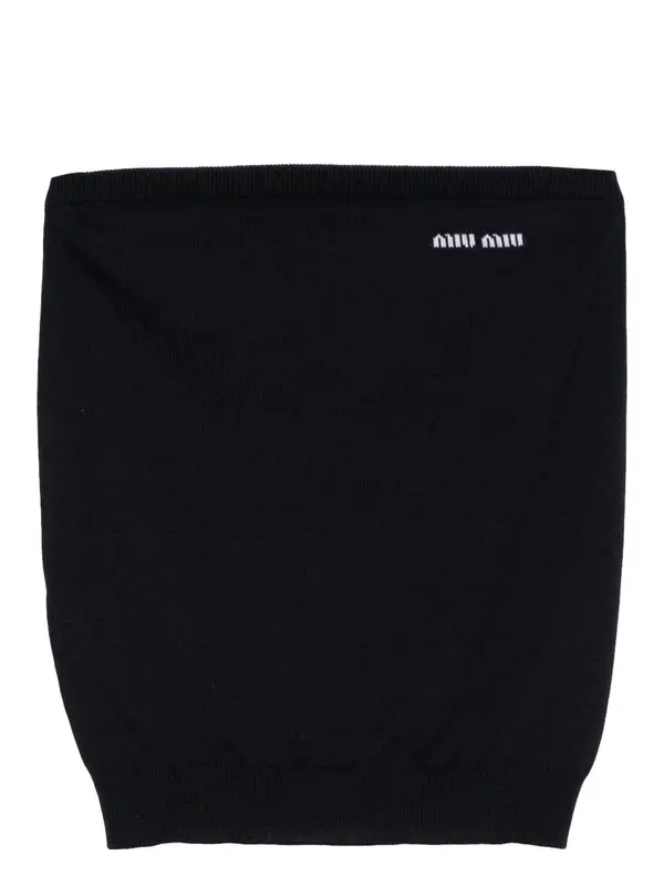Miu Miu Wool Strapless Top With Embroidered Logo - Multicolor