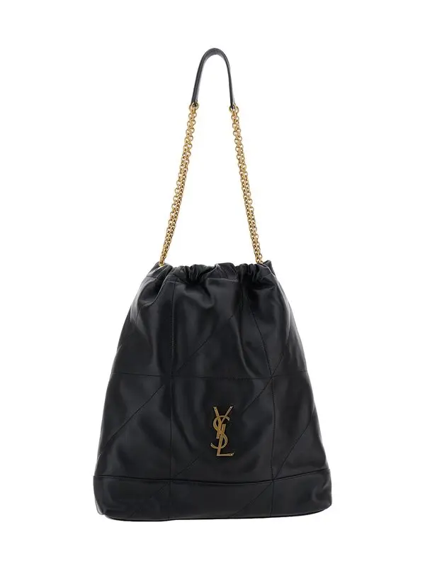 Saint Laurent Jamie Shoulder Bag With Two Top Handles And Cassandre Plate In Black Leather - Multicolor