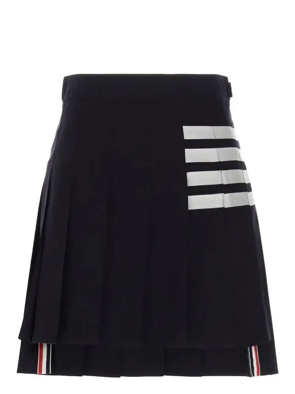 Thom Browne Pleated Skirt With Signature Stripes - Blue