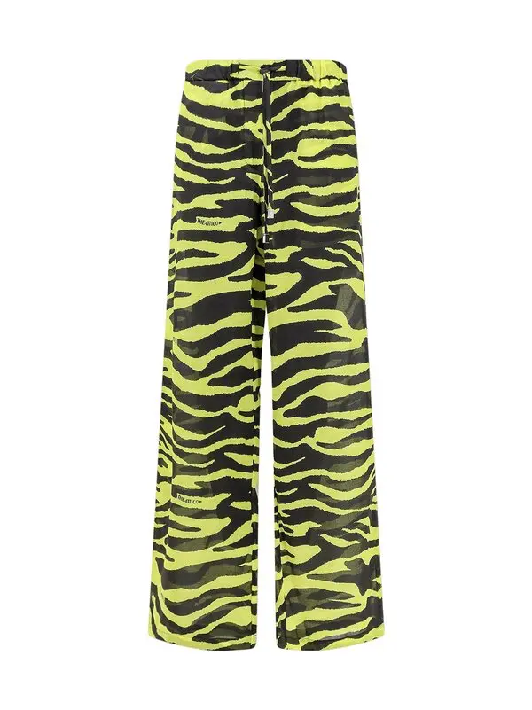 Attico Beachwear Cotton Trousers With Zebra Print - Multicolor