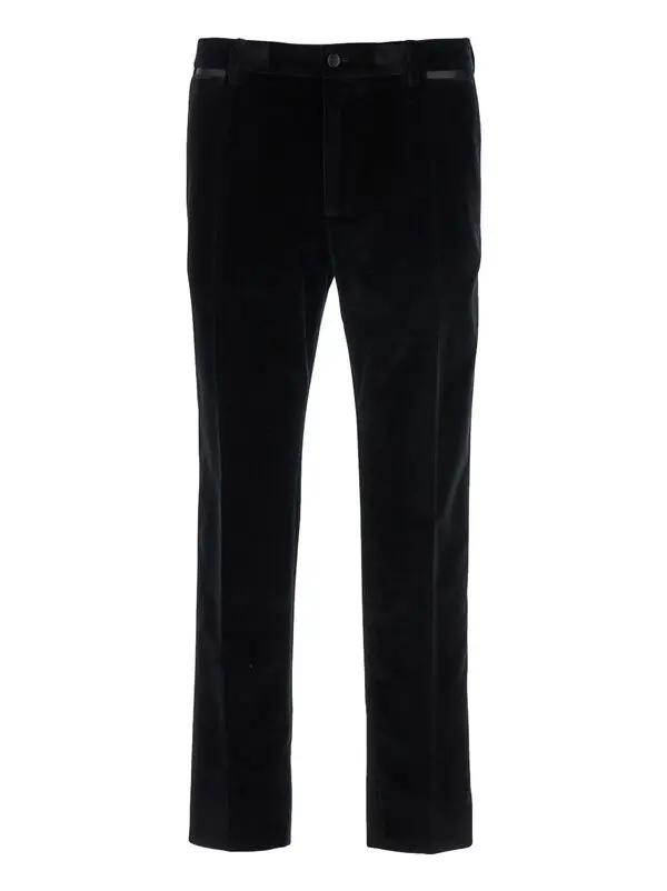 Dolce & Gabbana Black Velvet Stretch Pants With Belt Loops - Multicolor