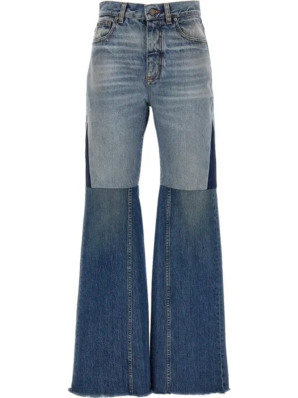 Chloé Patchwork Flare Jeans - Blue