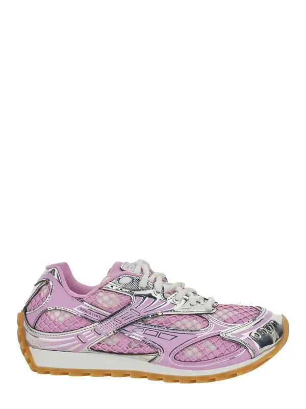 Bottega Veneta Orbit Sneakers With Logo Lettering Print In Lightweight Techno Mesh - Pink