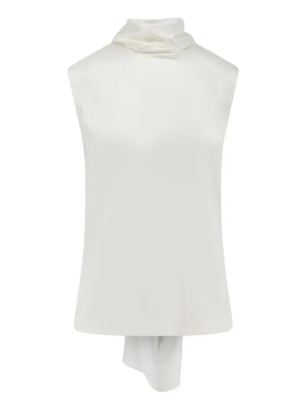 Bottega Veneta Stretch Satin Sleeveless Top With Back Knot Detail - White