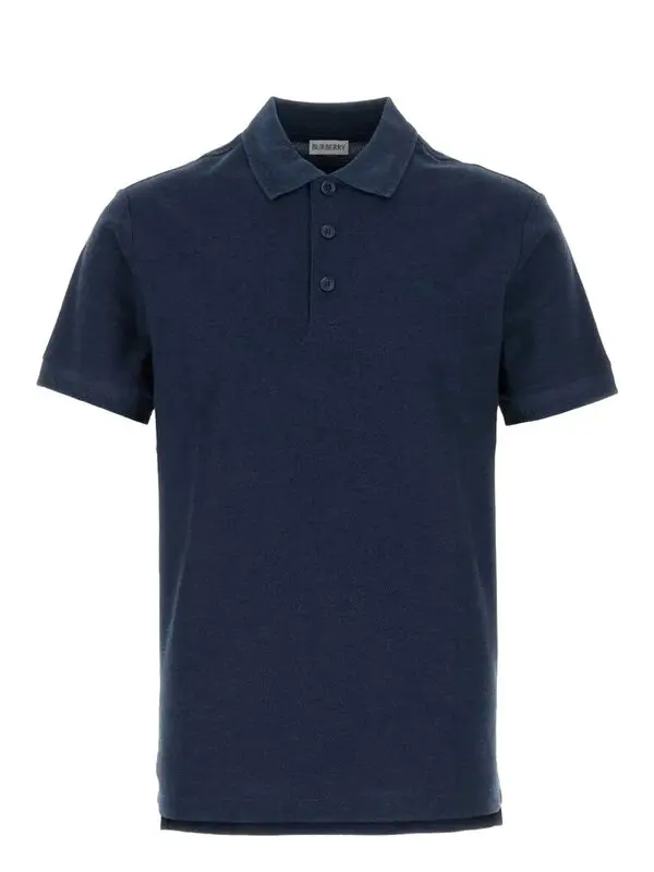 Burberry Eddie Cotton Polo Shirt With Ekd Embroidery - Blue