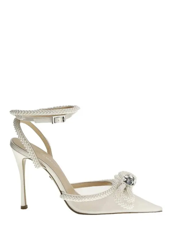 Mach & Mach Embellished Pointed Toe Stiletto Heel Pumps - White