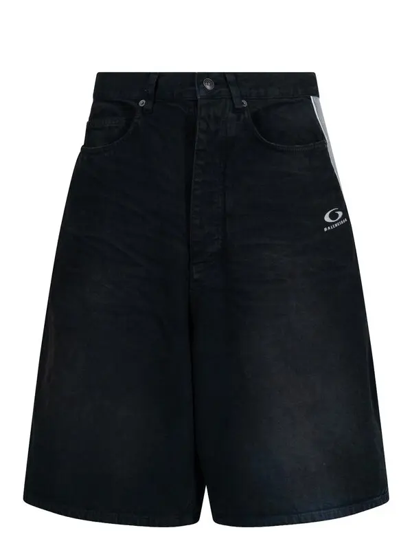 Balenciaga Denim Piping Shorts - Black