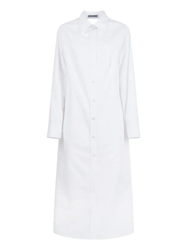 Balenciaga Draped Back Cotton Poplin Dress - White