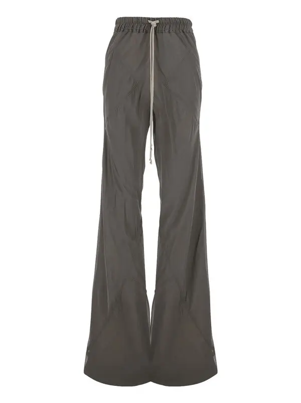 Rick Owens Bias Pants With Elastic Waist And Drawstring In Fabric And Silk Blend - Gray