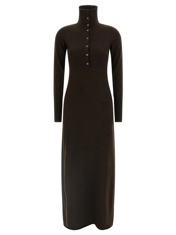 TOM FORD Ribbed Cashmere High Neck Dress - Brown