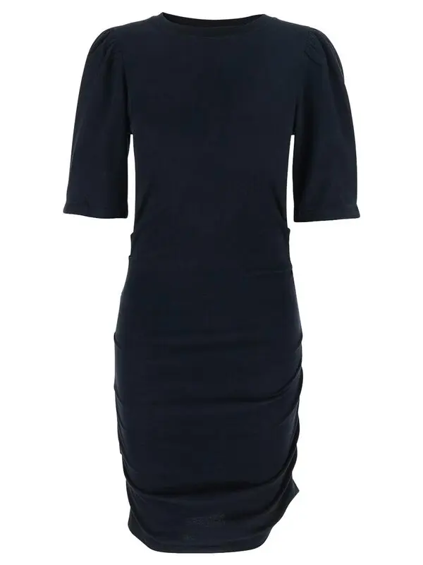 Isabel Marant Étoile Mylda' Crew Neck Cotton Dress With Ruffled Straps And Pleated Details - Black